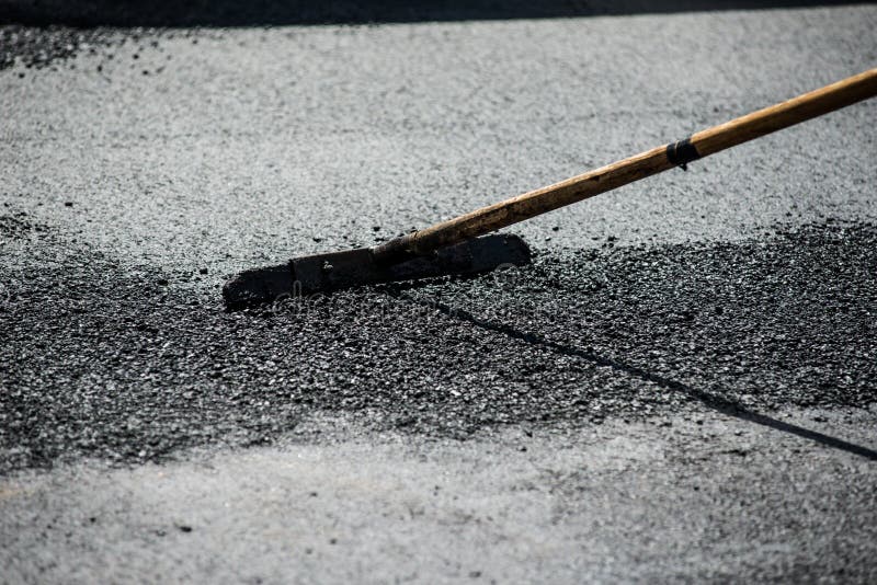 Asphalt Lay New Workers with Tools Stock Image - Image of pavement ...