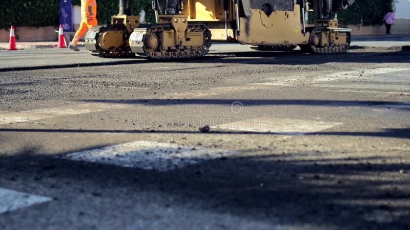 Asphalt Milling Machine or Cold Planer Live Video. Theme of Road ...