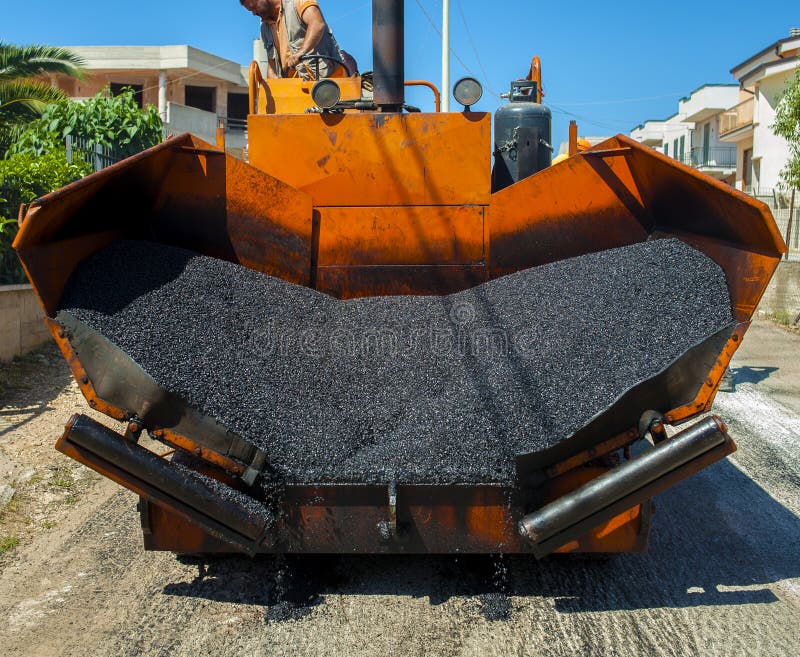 Asphalt, Mixing Bitumen with Hot Asphalt Stock Image - Image of ...