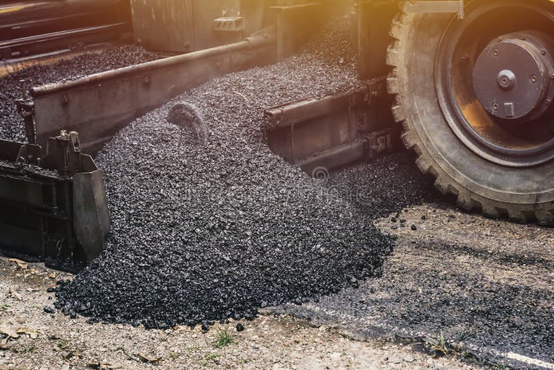 Asphalt Pavement Machinery Working. Stock Image - Image of stone ...