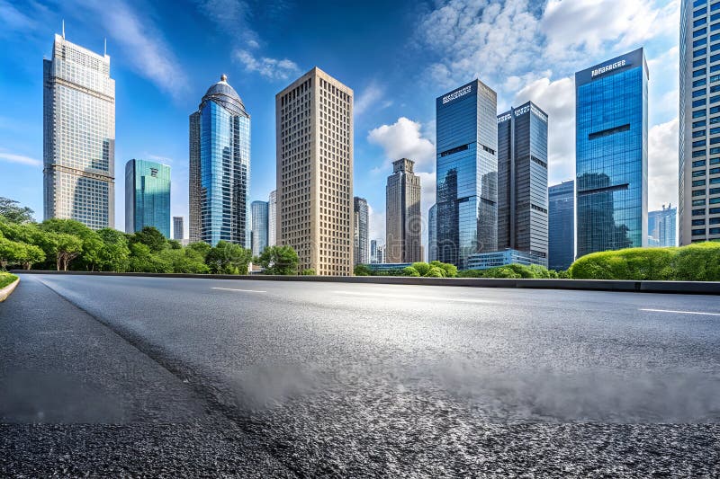 Asphalt Pavement and Urban Building Group Background Stock Illustration ...