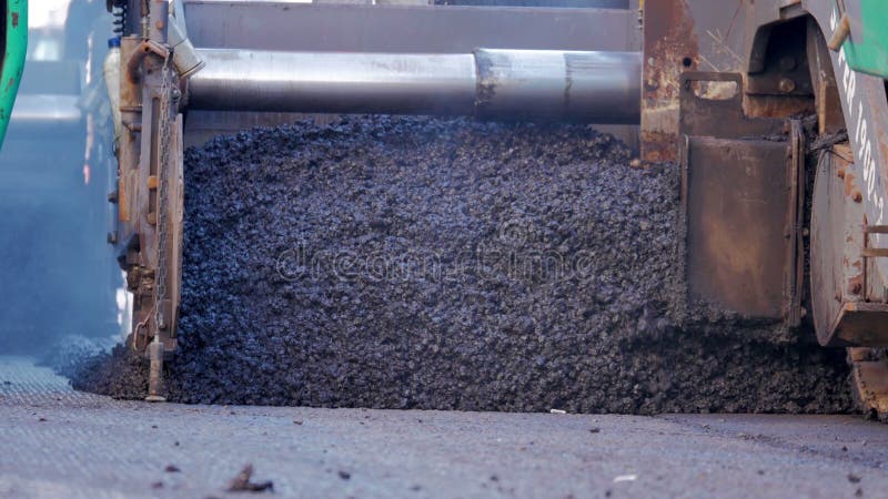 Asphalt Paver Machine during Road Construction, Road Construction Crew ...