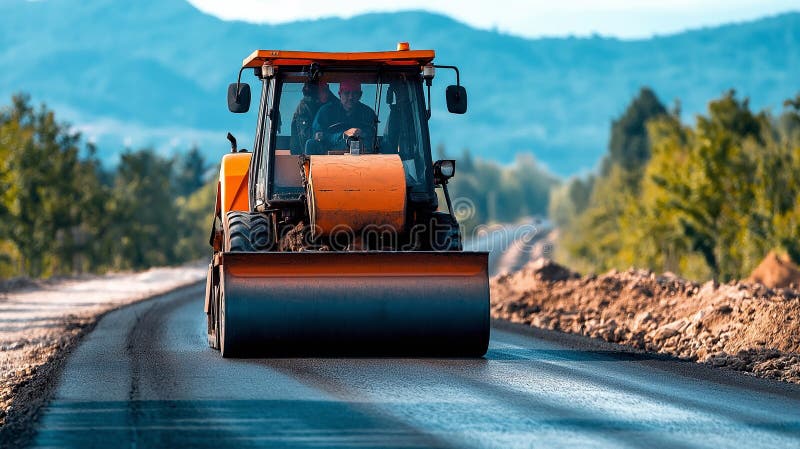 Asphalt Paver Machine during Road Work Stock Image - Image of work ...