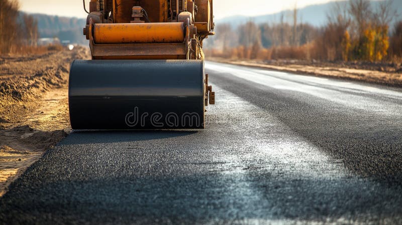 Asphalt Paver Machine during Road Work Stock Photo - Image of asphalt ...