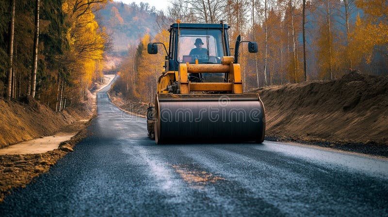 Asphalt Paver Machine during Road Work Stock Photo - Image of paving ...