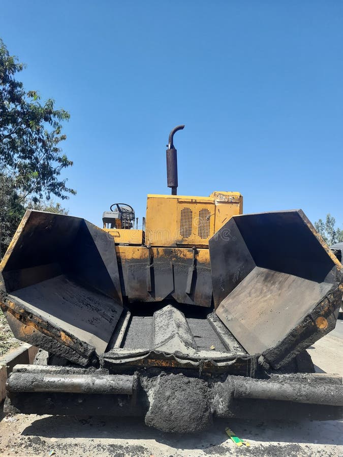 Asphalt Paver Machine for Road Works Stock Image - Image of close ...