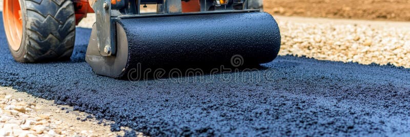 Asphalt Paving Machine Laying Fresh Asphalt on a Road Construction Site ...