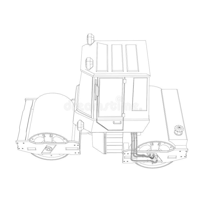 Asphalt Paving Machine Outline. Isometric View Stock Vector ...