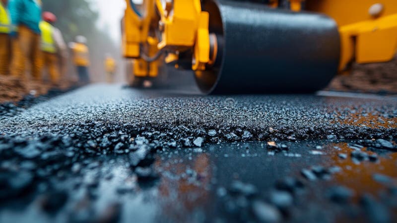 Asphalt Paving Process Close-Up - Generative AI Stock Illustration ...