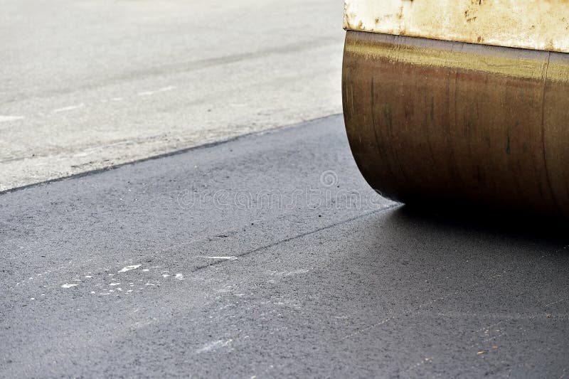 Asphalt Paving with a Steel Stock Image - Image of pressing, compactor ...