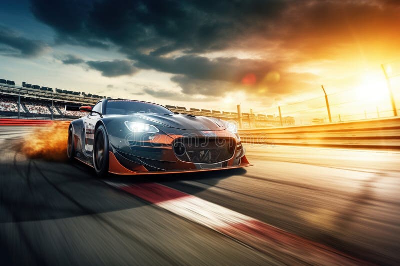 Asphalt Race Track with a Race Car in Motion. Generative AI Stock ...
