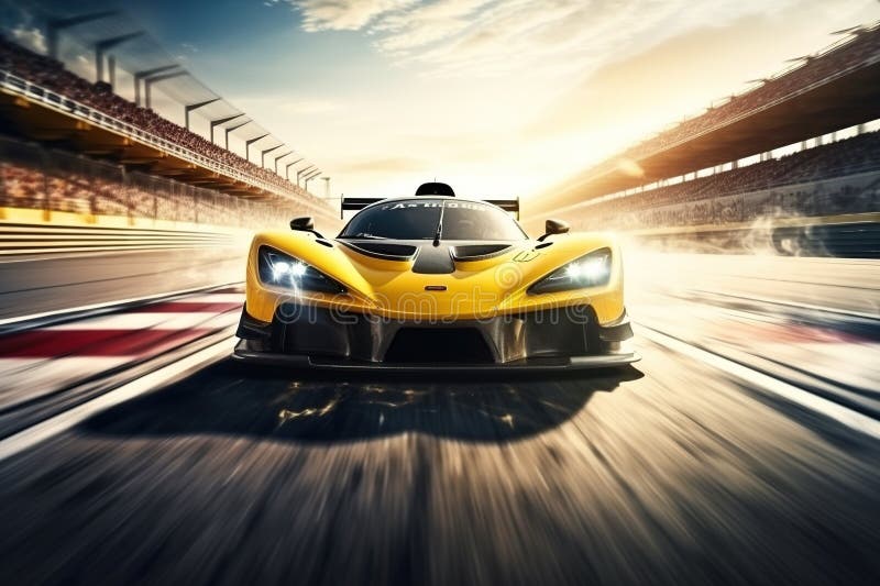 Asphalt Race Track with a Race Car in Motion. Generative AI Stock ...
