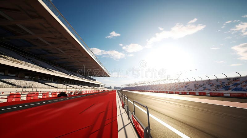 Asphalt of the Race Track with a Race Car at the Start. Generative AI ...