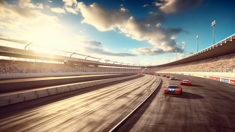 Asphalt of the Race Track with a Race Car at the Start. Generative AI ...