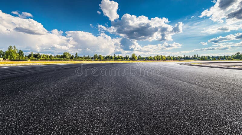 Asphalt Ribbon a Dramatic LowAngle Perspective of a Racing Road Under a ...