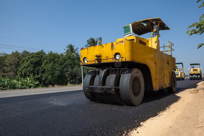 An asphalt roller stock photo. Image of industrial, driveway - 106823886