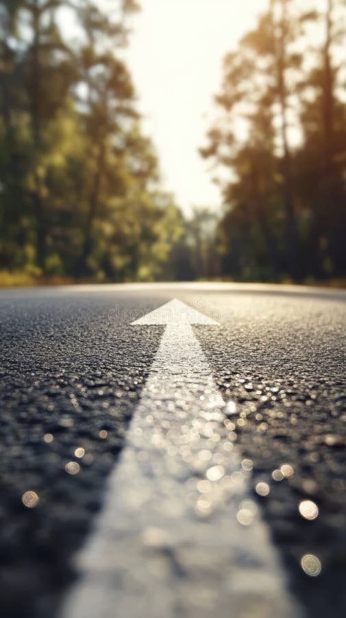 An Asphalt Road with an Arrow Painted on it Symbolizes Growth ...