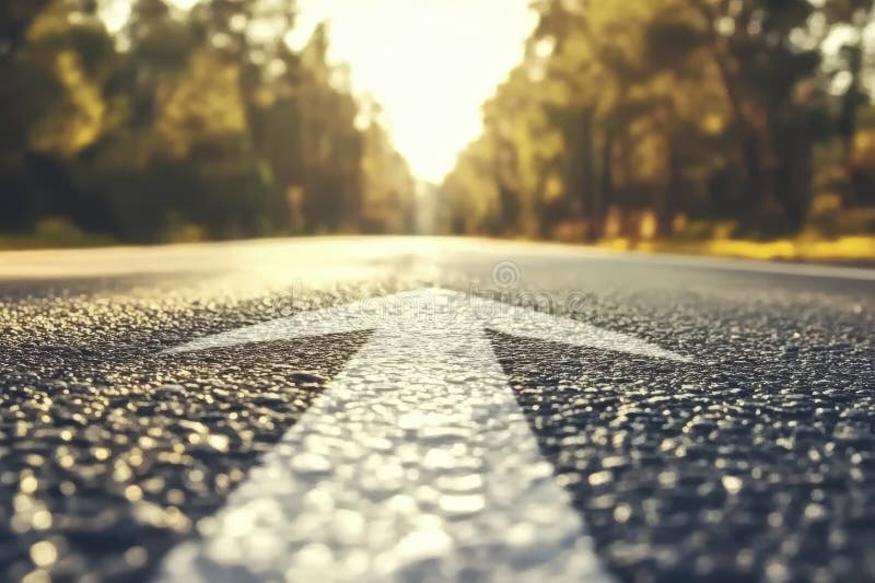 An Asphalt Road with an Arrow Painted on it Symbolizes Growth ...
