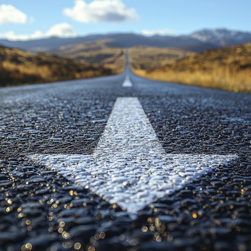 An Asphalt Road with an Arrow Painted on it Symbolizes Growth ...