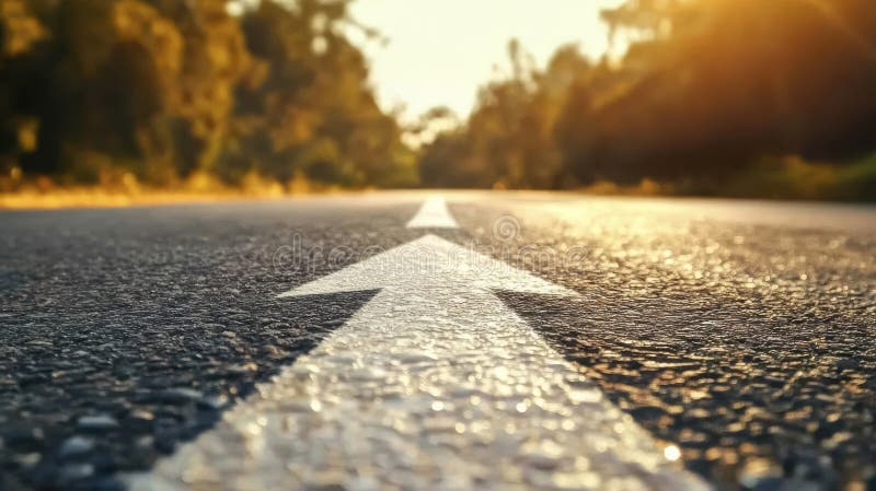 An Asphalt Road with an Arrow Painted on it Symbolizes Growth ...