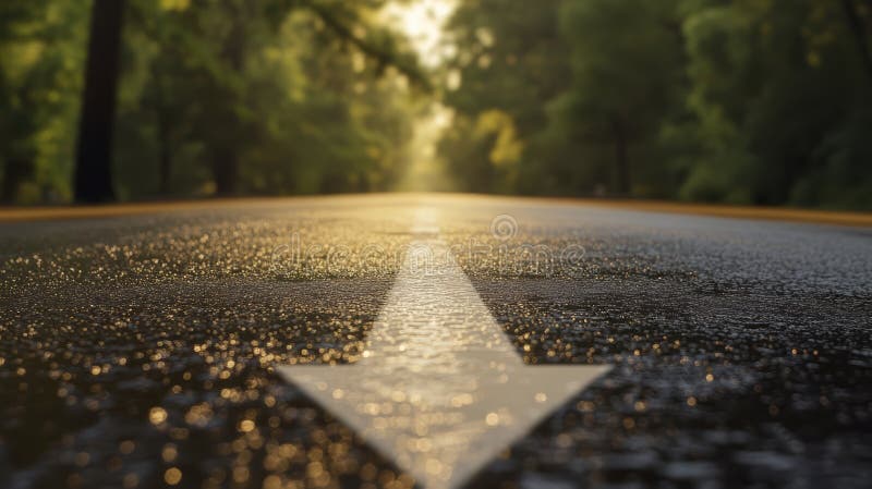An Asphalt Road with an Arrow Painted on it Symbolizes Growth ...