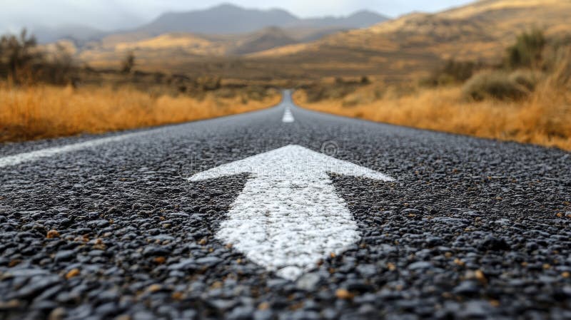 An Asphalt Road with an Arrow Painted on it Symbolizes Growth ...