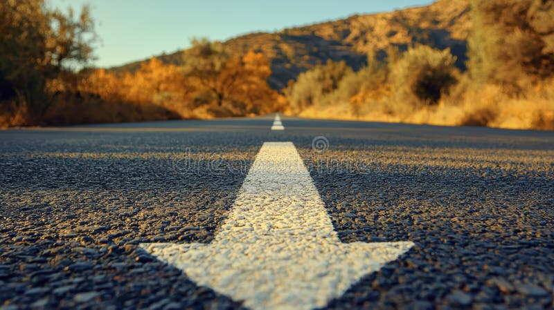 An Asphalt Road with an Arrow Painted on it Symbolizes Growth ...