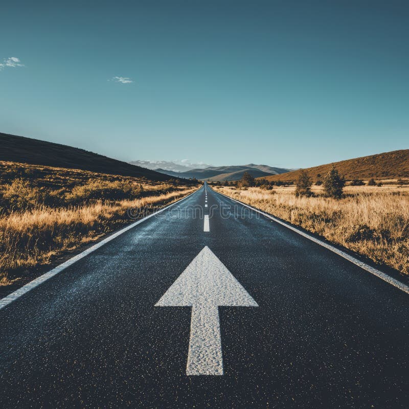 An Asphalt Road with an Arrow Painted on it Symbolizes Growth ...