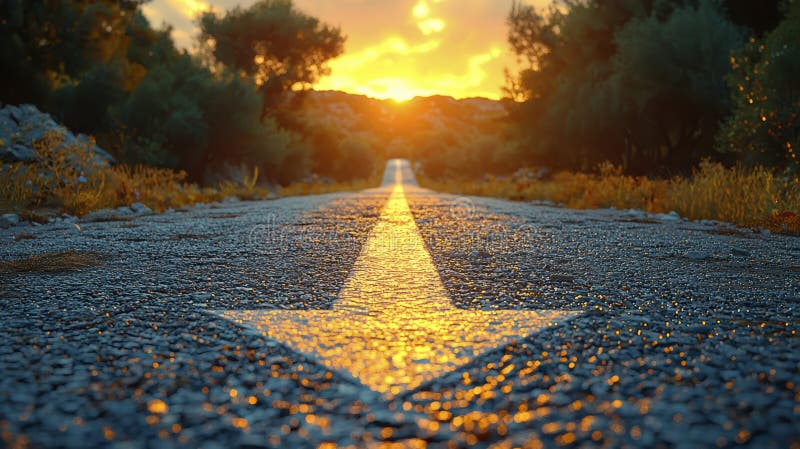 An Asphalt Road with an Arrow Painted on it Symbolizes Growth ...