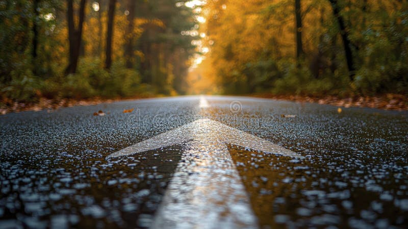 An Asphalt Road with an Arrow Painted on it Symbolizes Growth ...