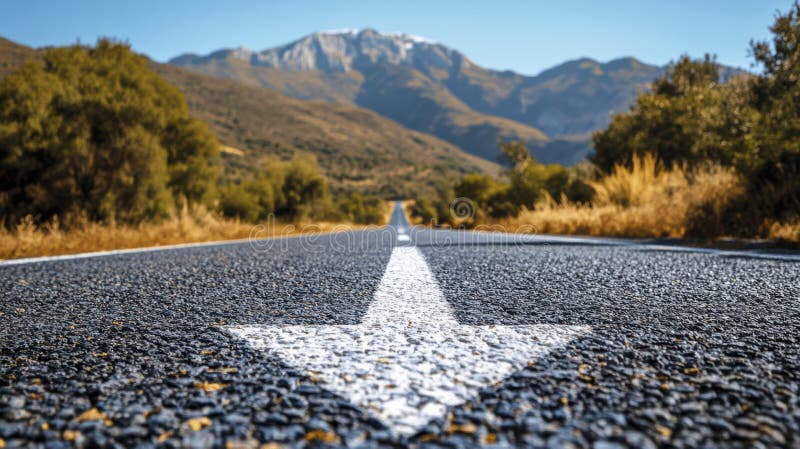 An Asphalt Road with an Arrow Painted on it Symbolizes Growth ...
