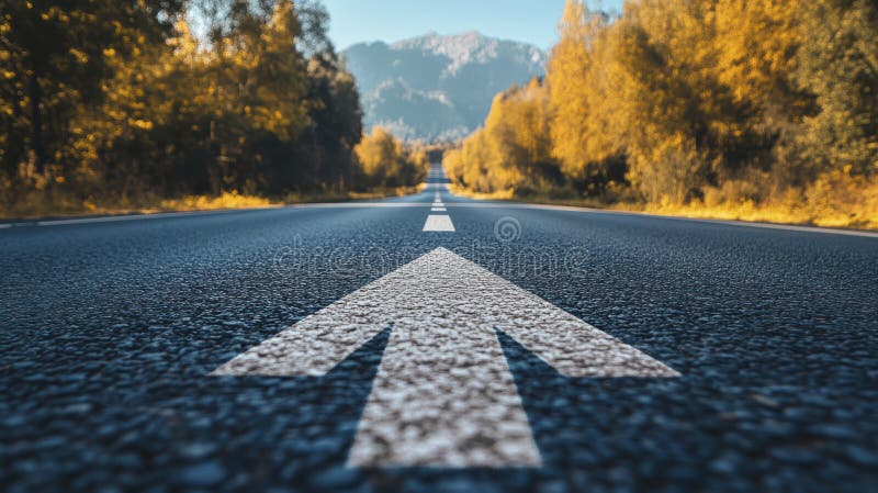 An Asphalt Road with an Arrow Painted on it Symbolizes Growth ...