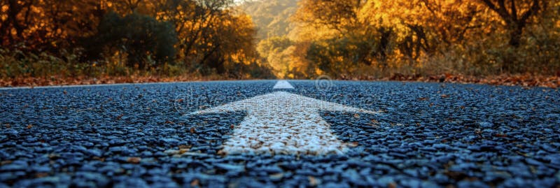 An Asphalt Road with an Arrow Painted on it Symbolizes Growth ...