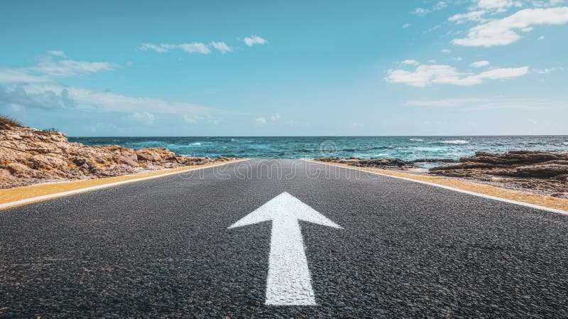 An Asphalt Road with an Arrow Painted on it Symbolizes Growth ...