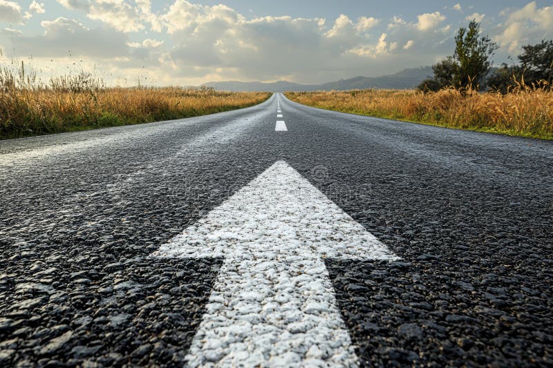An Asphalt Road with an Arrow Painted on it Symbolizes Growth ...