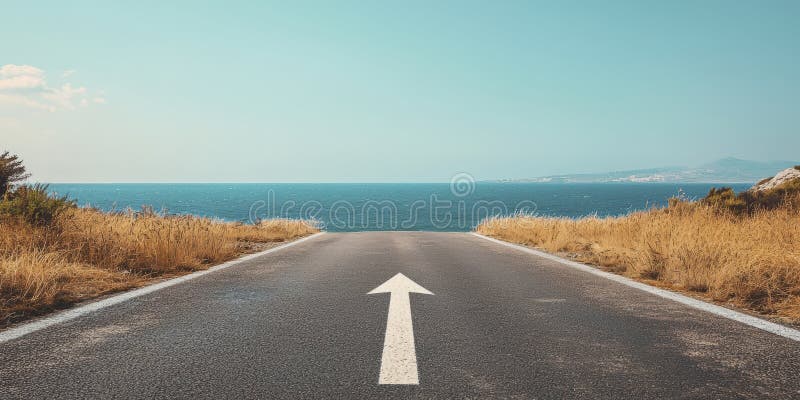 An Asphalt Road with an Arrow Painted on it Symbolizes Growth ...