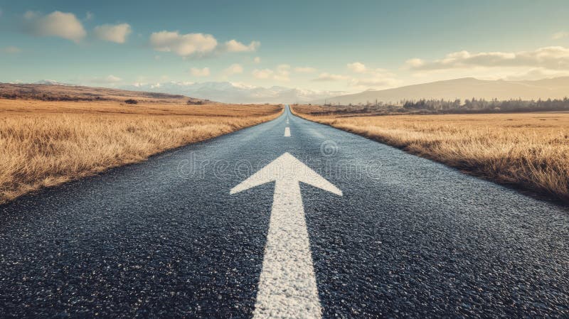 An Asphalt Road with an Arrow Painted on it Symbolizes Growth ...