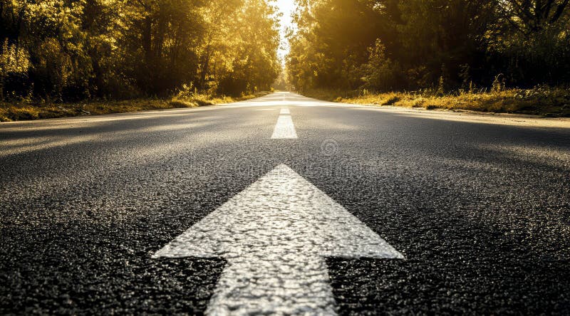 An Asphalt Road with an Arrow Painted on it Symbolizes Growth ...