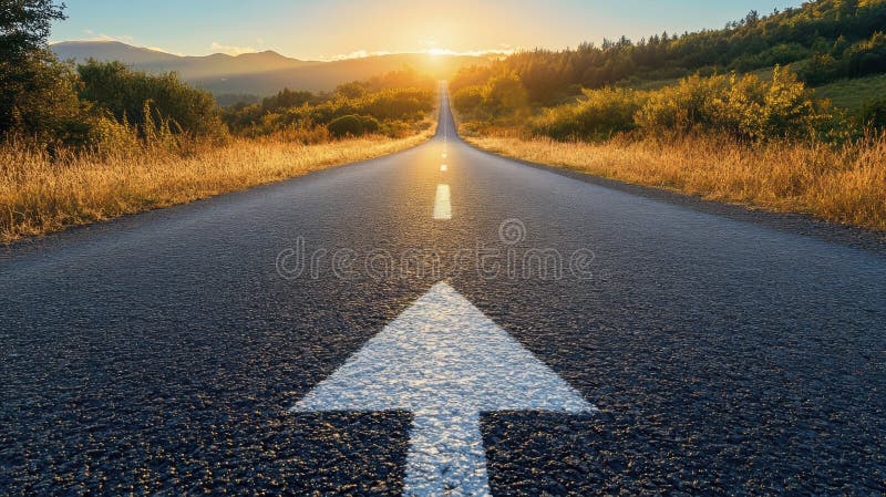An Asphalt Road with an Arrow Painted on it Symbolizes Growth ...
