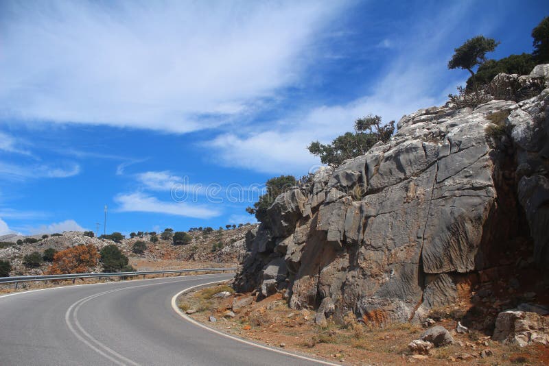 Asphalt Road Goes Along the Sea on the Island of Crete. Stock Image ...