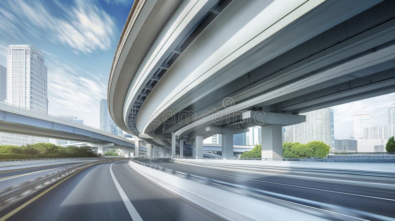 Asphalt Road in the City and Bridge in a Modern City Stock Photo ...