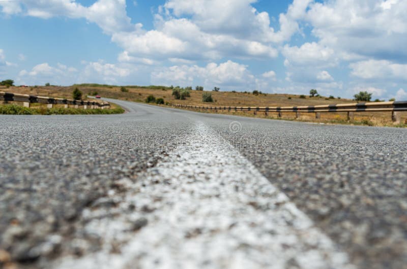 Asphalt Road Closeup with Center White Line Stock Image - Image of path ...