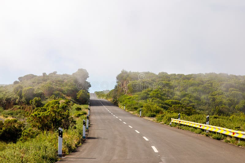The Asphalt Road through Clouds and Fog. Stock Photo - Image of rural ...