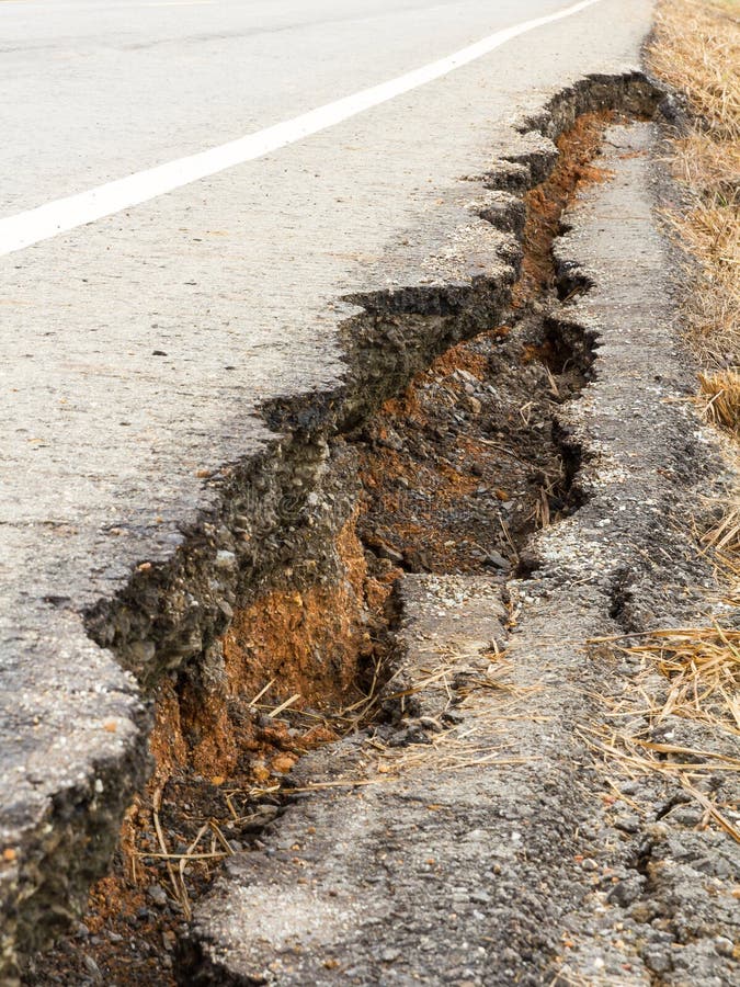 Road Collapsed and Subsidence Cracking Stock Photo - Image of cracking ...