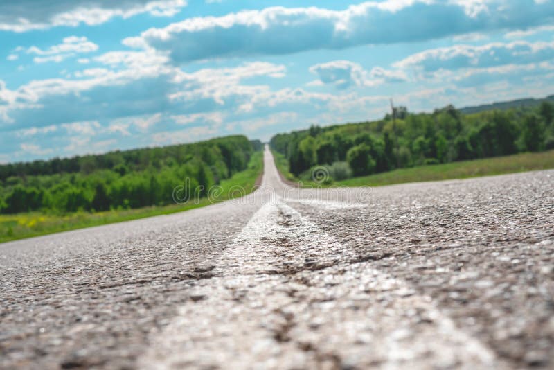 Asphalt Road in the Cracks with a Tilted Horizon Stock Image - Image of ...