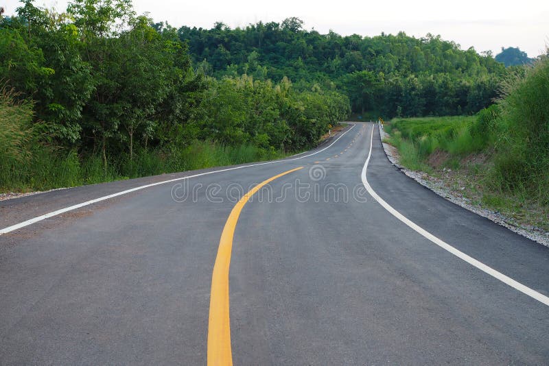 Asphalt Road Cut through the Mountain in Thailand Stock Image - Image ...
