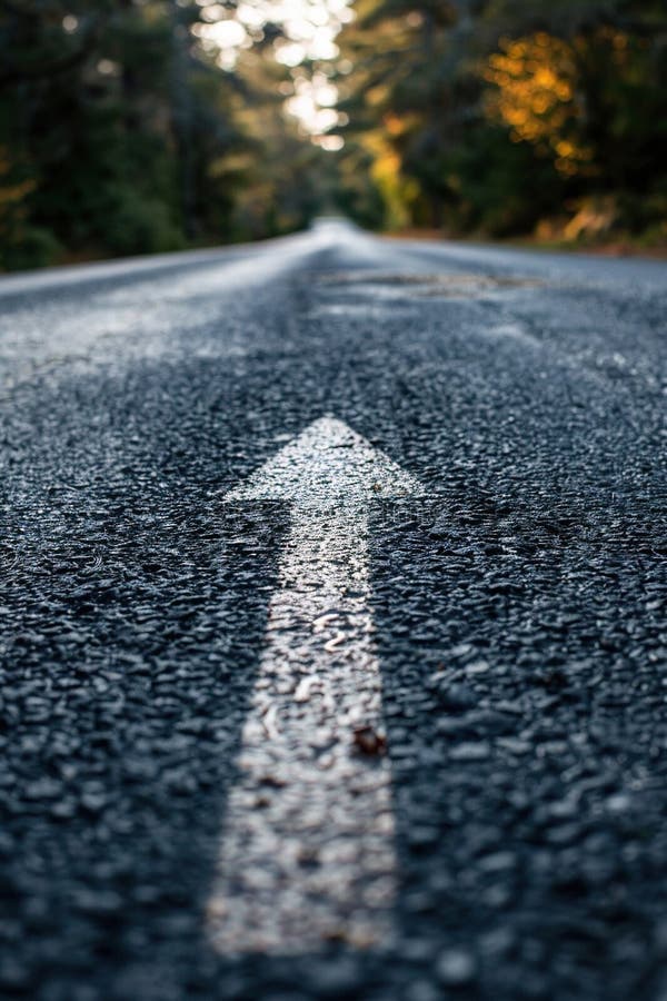 Asphalt Road with a Direction Arrow Pointing Forward. Generative Ai ...