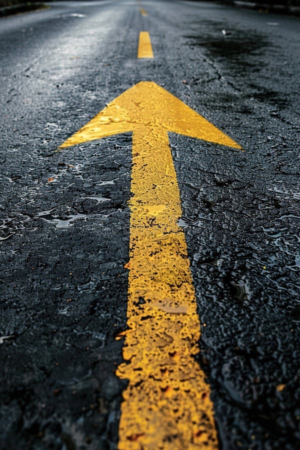 Asphalt Road with a Direction Arrow Pointing Forward. Generative Ai ...