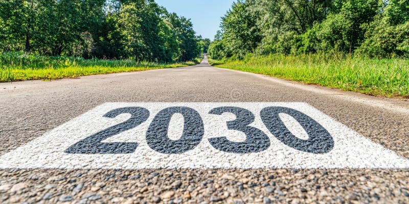 Asphalt Road Forward To 2030 Representing Future Goals, Aspirations ...