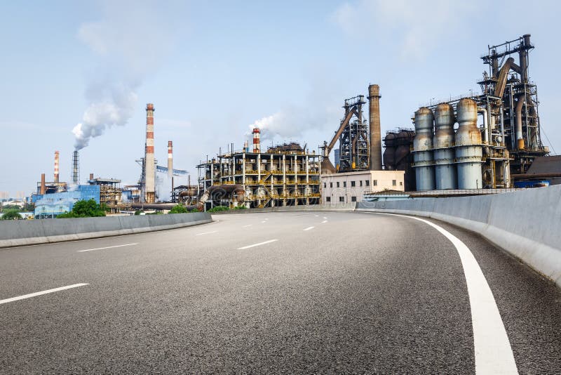Asphalt Road And Modern City Skyline At Sunset Stock Image - Image of ...